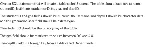 Image result for SQL Query to Create Student Table