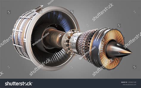 Cross Section Turbofan Jet Engine Isolated Stock Illustration 1293901528