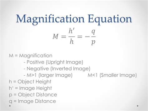 Image result for Lens Magnification Formula