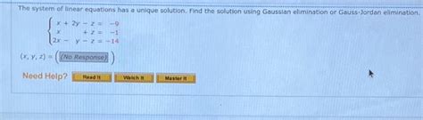 Image result for Unique Solution Matrix Example