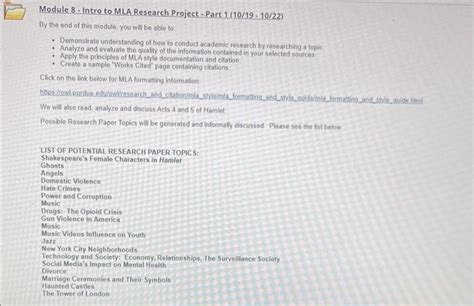 Image result for Module 1 Lesson 2 MLA Discussion