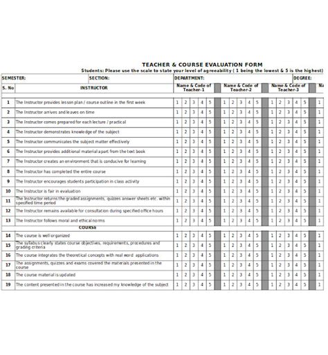 Image result for Sample Course Evaluation Form