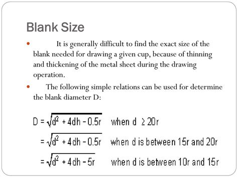 Image result for Drawing Blank Calculation Formula