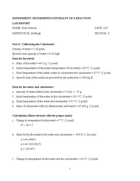 Image result for Lab 15 Reaction Enthalpy Introduction