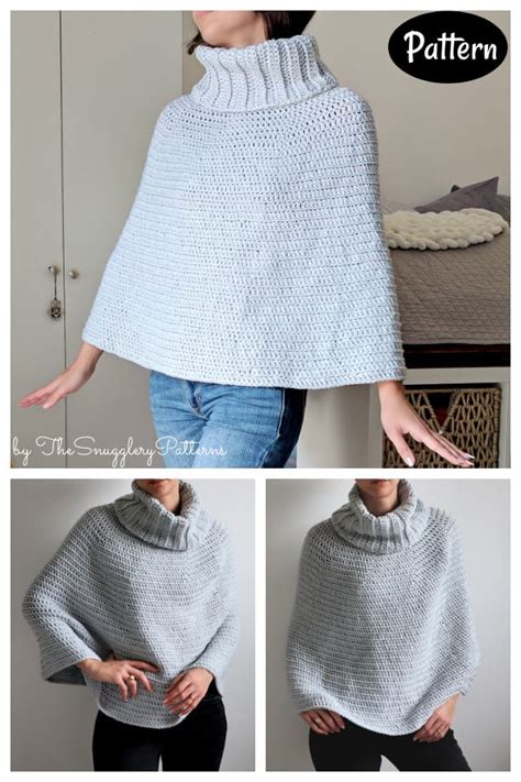 Cowl Neck Circle Poncho Crochet Pattern - Cool Creativities