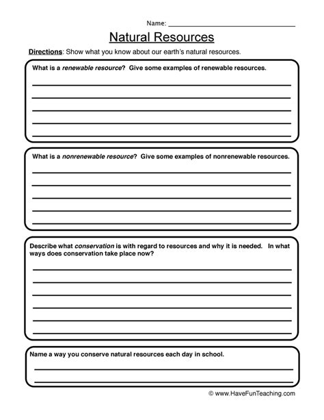 Image result for Natural Resources Worksheet Printable