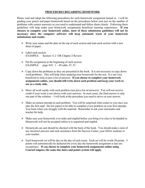 Image result for Homework Procedures