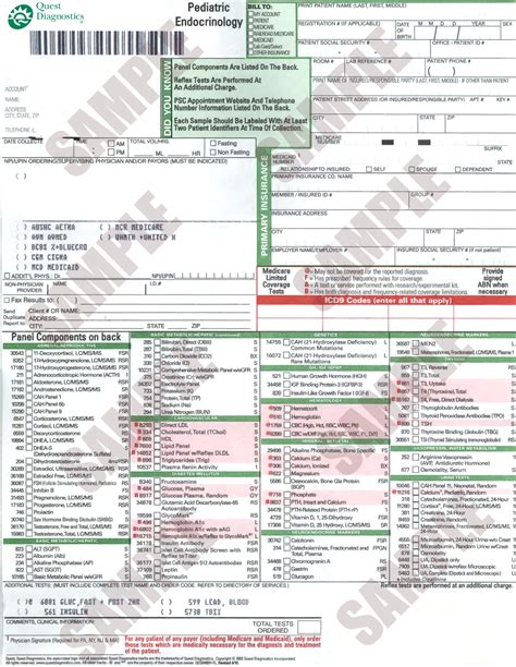 Image result for Lab Tests Requisition Form Printable