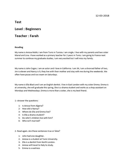 Image result for A1 Sample Test