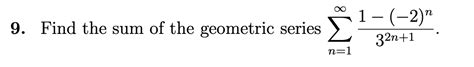 Image result for Geometric Series Sum Examples Answers