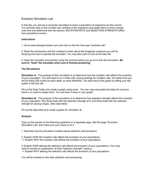 Image result for Evolution Simulator Lab