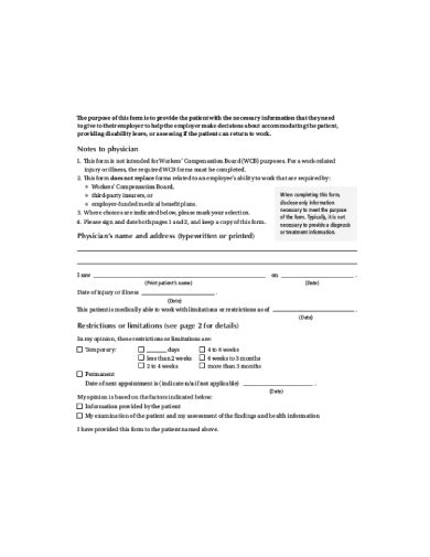 Image result for Return to Work Note with Restrictions