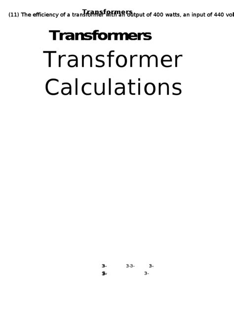 Image result for Basic Transformer Calculation