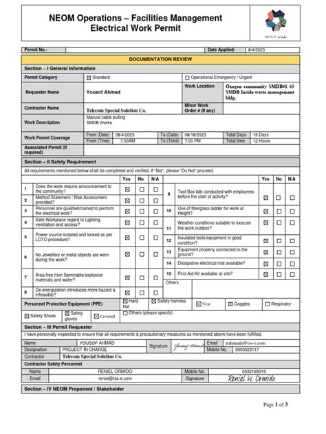 Image result for Electrical Work Permit