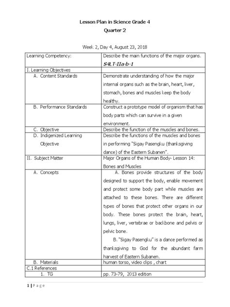 Image result for Lesson Plan Example Science 4th Class