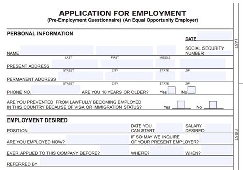 Image result for Example Completed Job Application