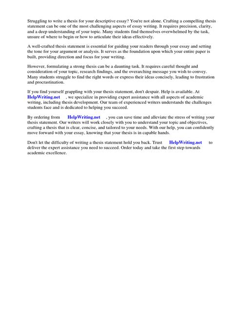 Image result for Descriptive Essay Thesis Example