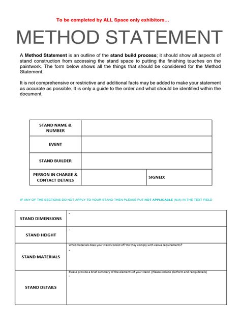 Image result for How to Write a Method Statement Template