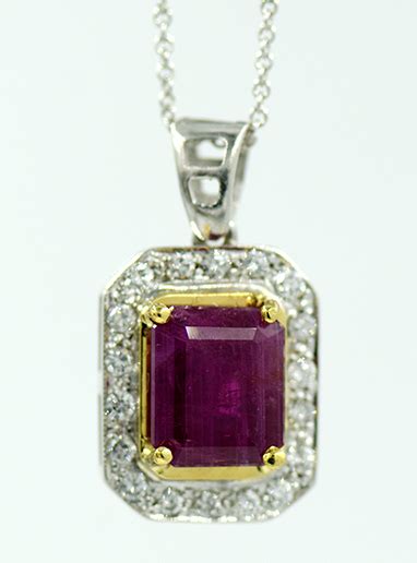 Emerald Cut Ruby Pendant - FN076