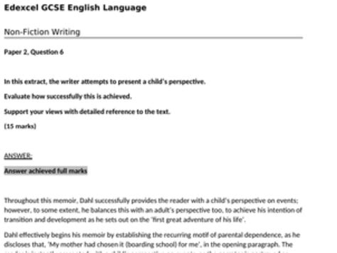 Image result for Edexcel English Language Paper 1 Question 2 Example