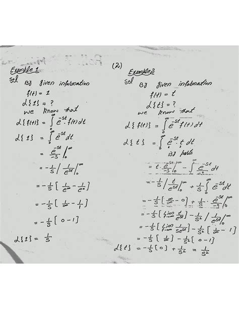 Image result for Example of Laplace Transform with Solution