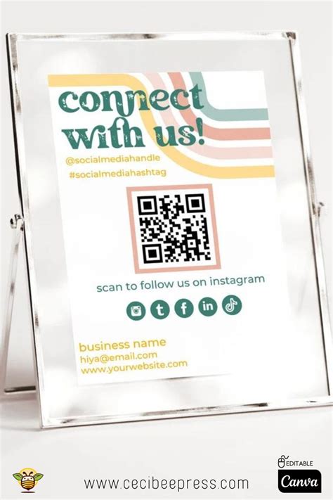 Editable Qr Code Sign, Connect With Us Qr Code Sign Template, Canva ...
