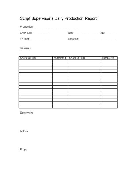 Image result for Script Supervisor Daily Report