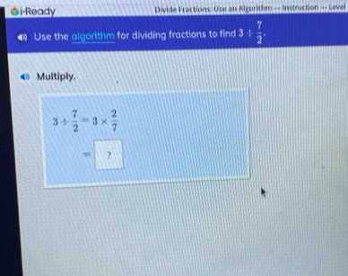 Image result for Divide Fractions Use an Algorithm Iready Answer
