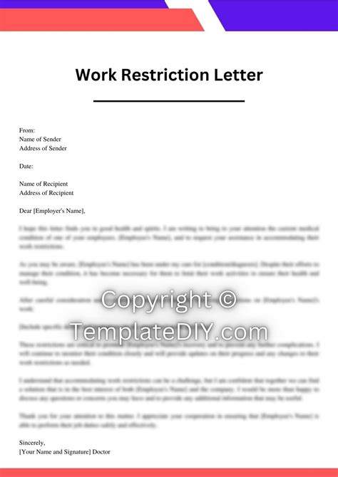 Image result for Return to Work Note with Restrictions