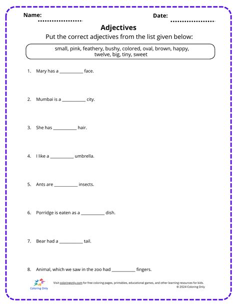 Image result for Color Adjectives Worksheet