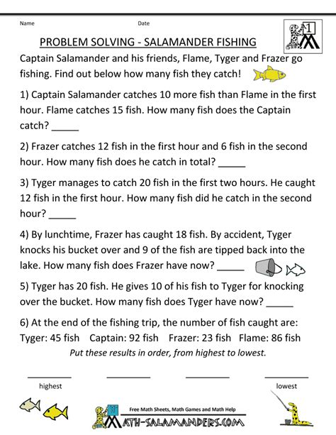 Image result for Grade 3 Problem Solving Worksheets