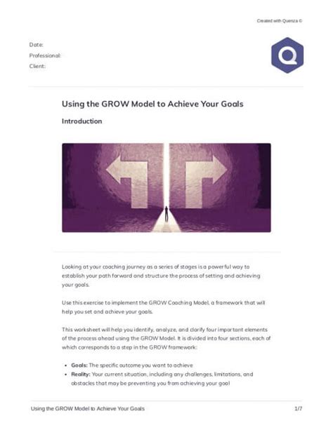 Image result for Grow Model Worksheet PDF