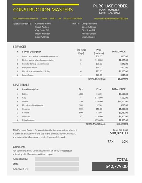 Image result for Example of a Purchase Order