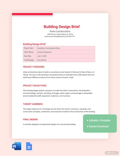 Image result for Design Brief Examples New Building