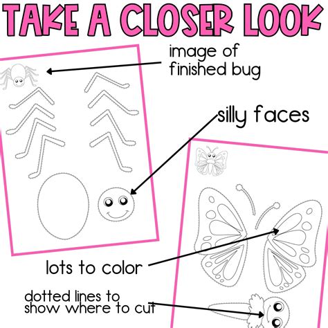 Spring Crafts Bug and Insect Paper Cutting and Pasting Activity for ...