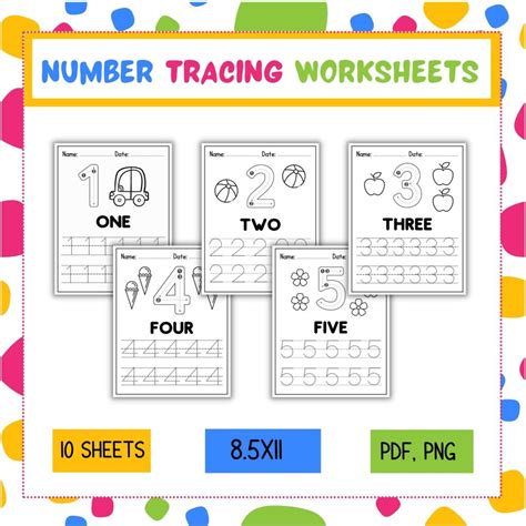 1-10 Number tracing worksheets, preschool Printable, Kindergarten ...