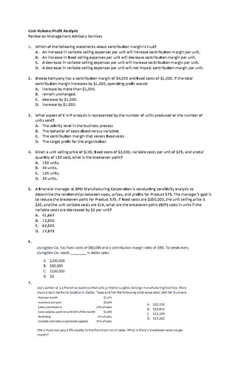 Image result for ACCA Tutorial for Management Performance in Cost Volume Analysis