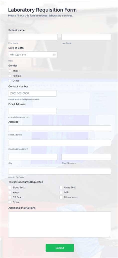 Image result for Lab Requisition Form