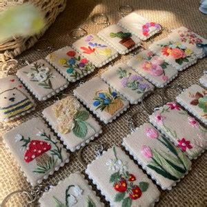 Image result for Hand Embroidered Keychains