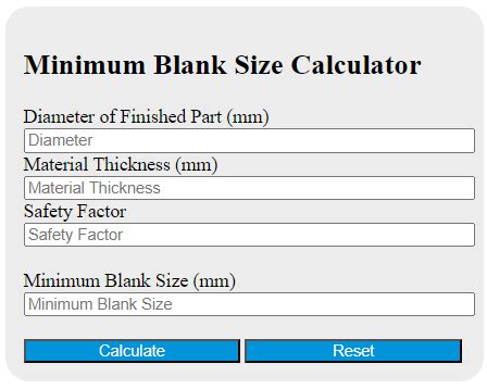 Image result for Blank Size Calculation Formula