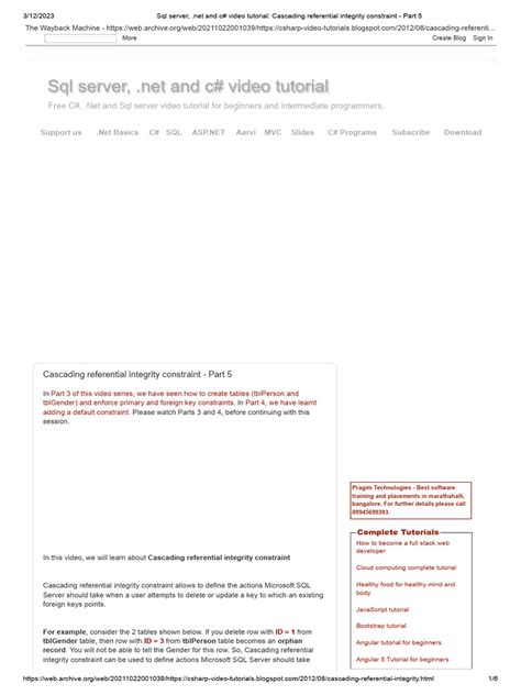 Image result for Cascading Referential Integrity Constraints