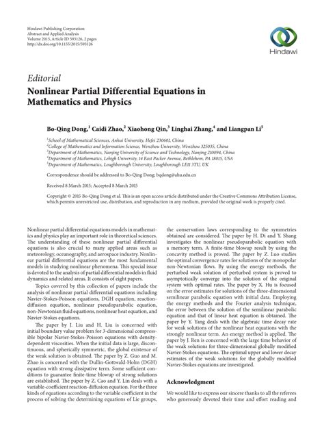 Image result for Nonlinear partial differential equation Nonlinear PDE Solutions