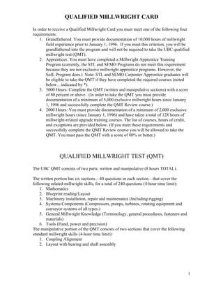 Image result for Millwright Card