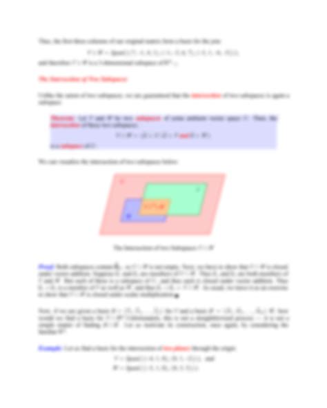 Image result for Intersection of Two Subspace Example