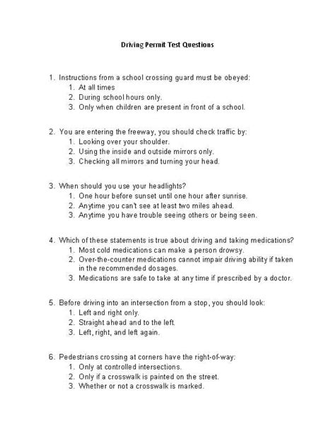 Image result for Permit Test Answer Key