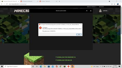 Image result for Error When Downloading Minecraft Windows 1.0