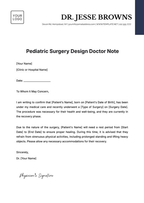 Image result for Doctor Note for Surgery