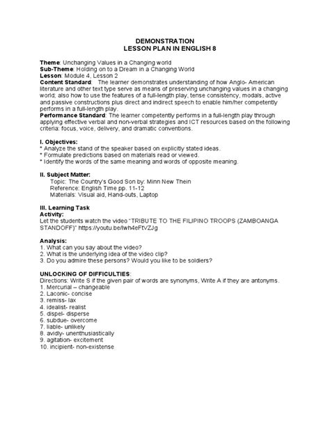 Image result for Demonstration Lesson Plan