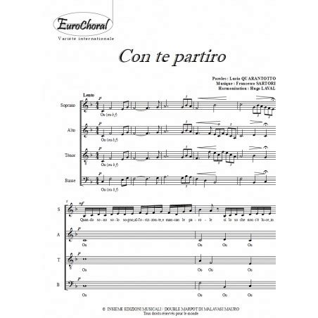 Image result for Con Te Partiro Partition