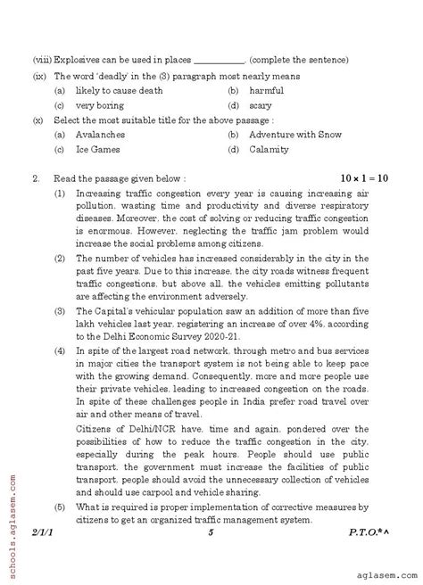 Image result for English Class 10 Question Paper